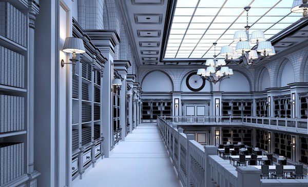 Real library interior rendering model - TurboSquid 1371157