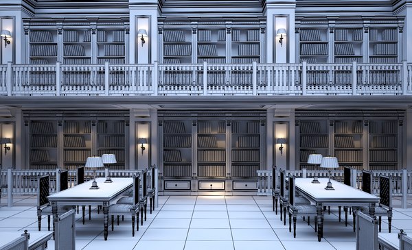 Real library interior rendering model - TurboSquid 1371157