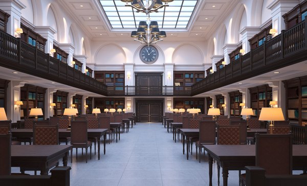 Real library interior rendering model - TurboSquid 1371157