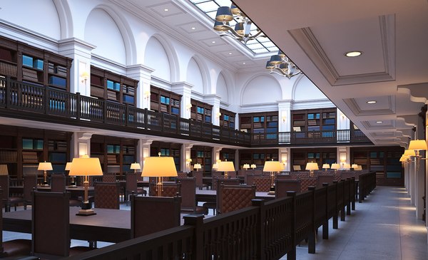 Real library interior rendering model - TurboSquid 1371157