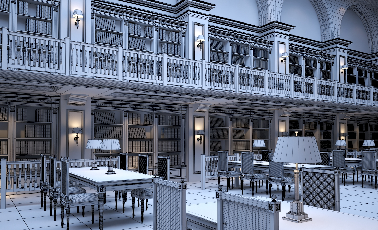 Real library interior rendering model - TurboSquid 1371157