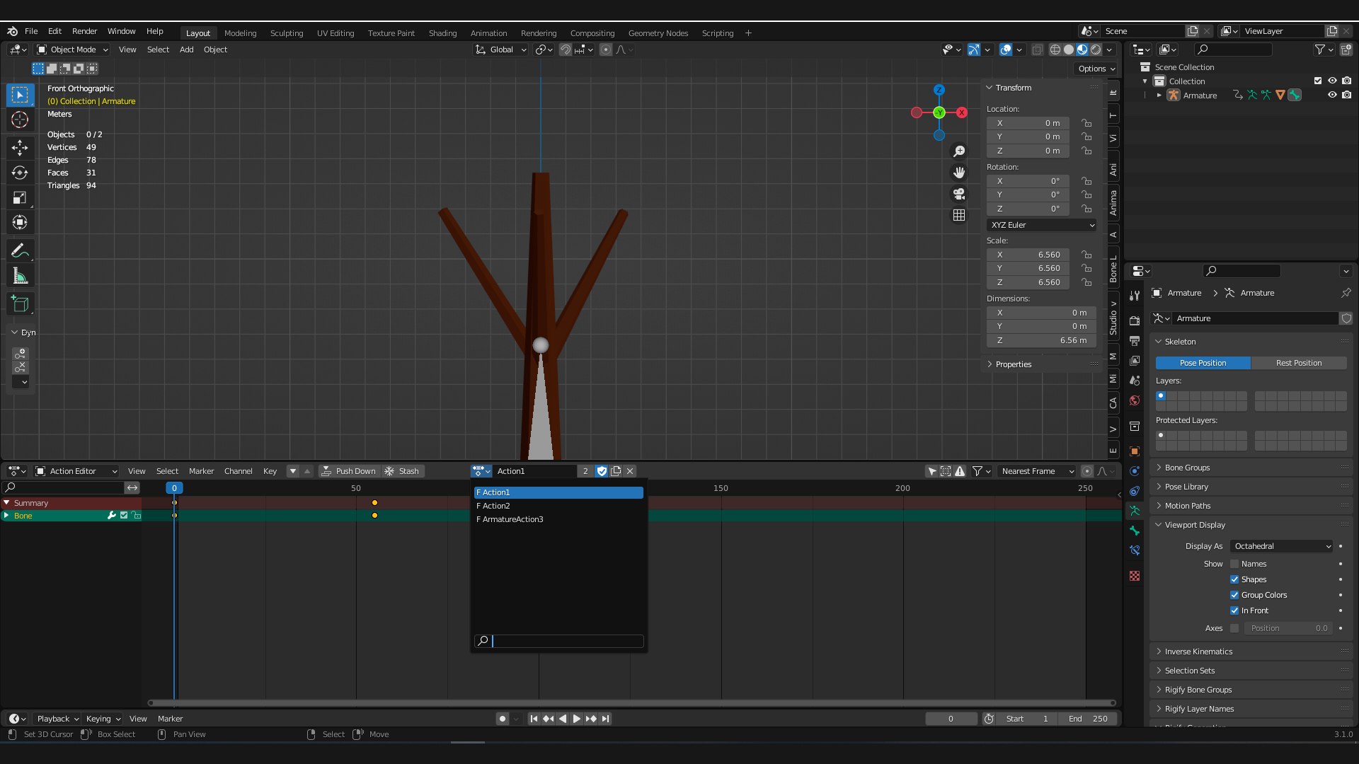 3D Dry Tree Without Leaves With Animation And Texture 3D Model ...
