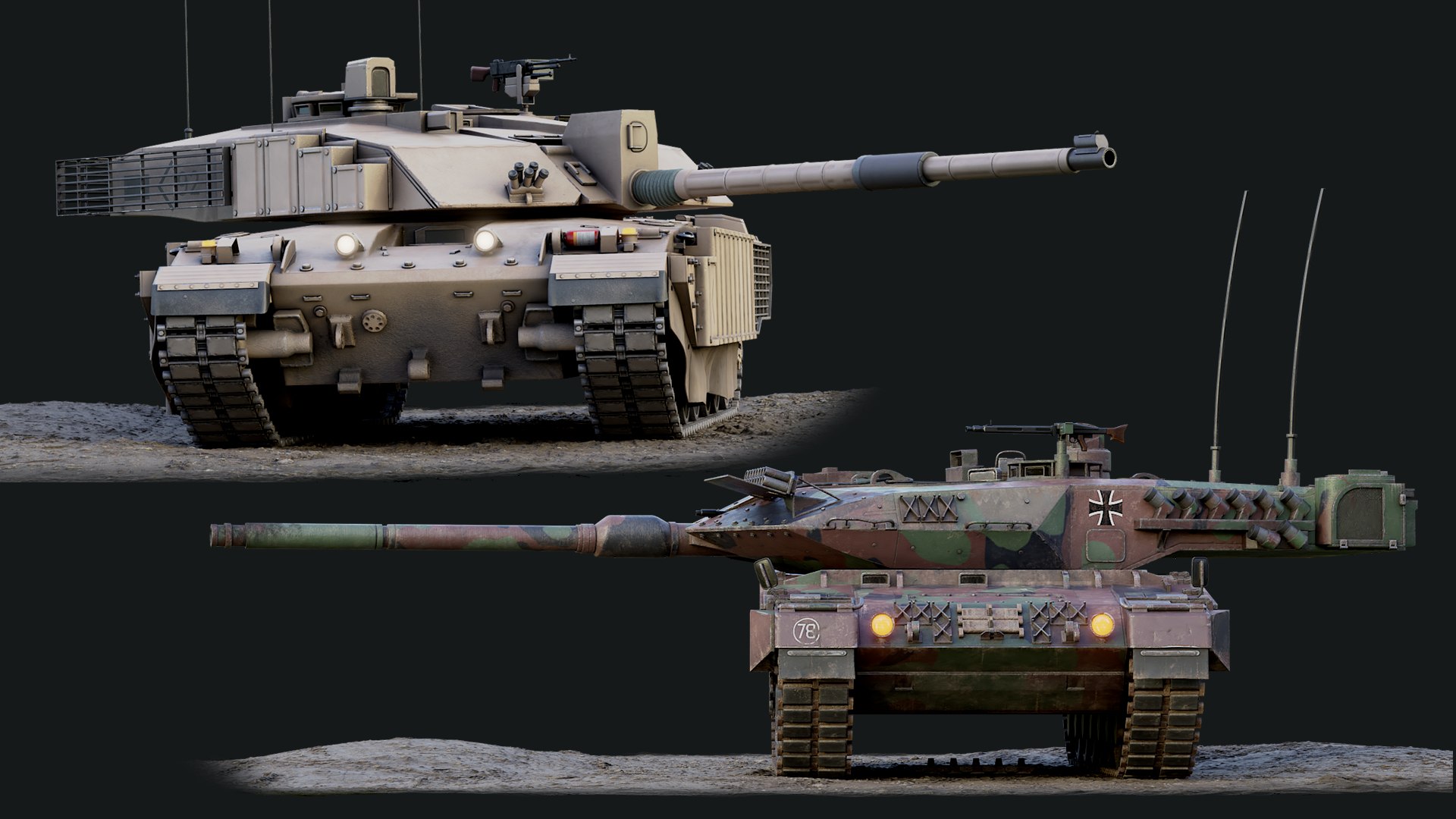 3D Rigged Challenger2 Leopard 2A7 Tanks Collection Model - TurboSquid ...