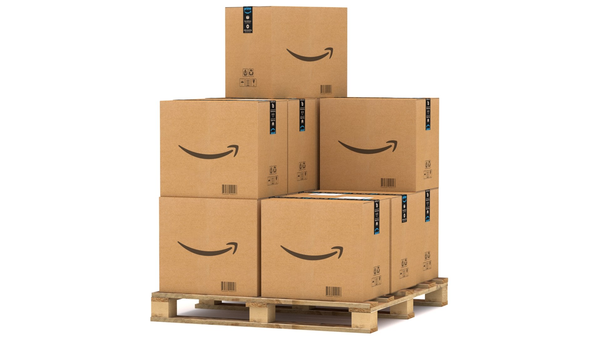 3D Model Amazon Cardboard Box With Pallet - TurboSquid 1816016