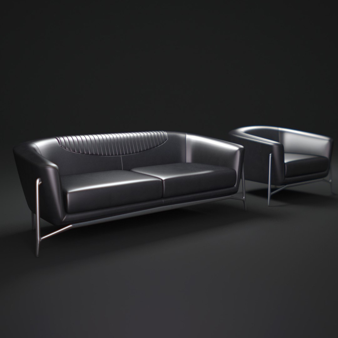 Benz-style-leather-sofa 3d Model