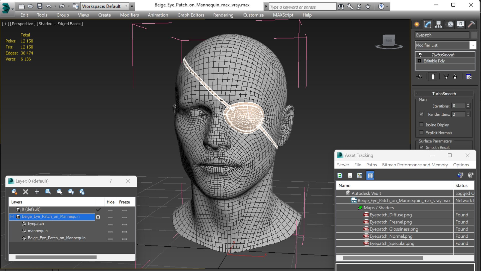 Beige Eye Patch On Mannequin 3D Model - TurboSquid 2146076