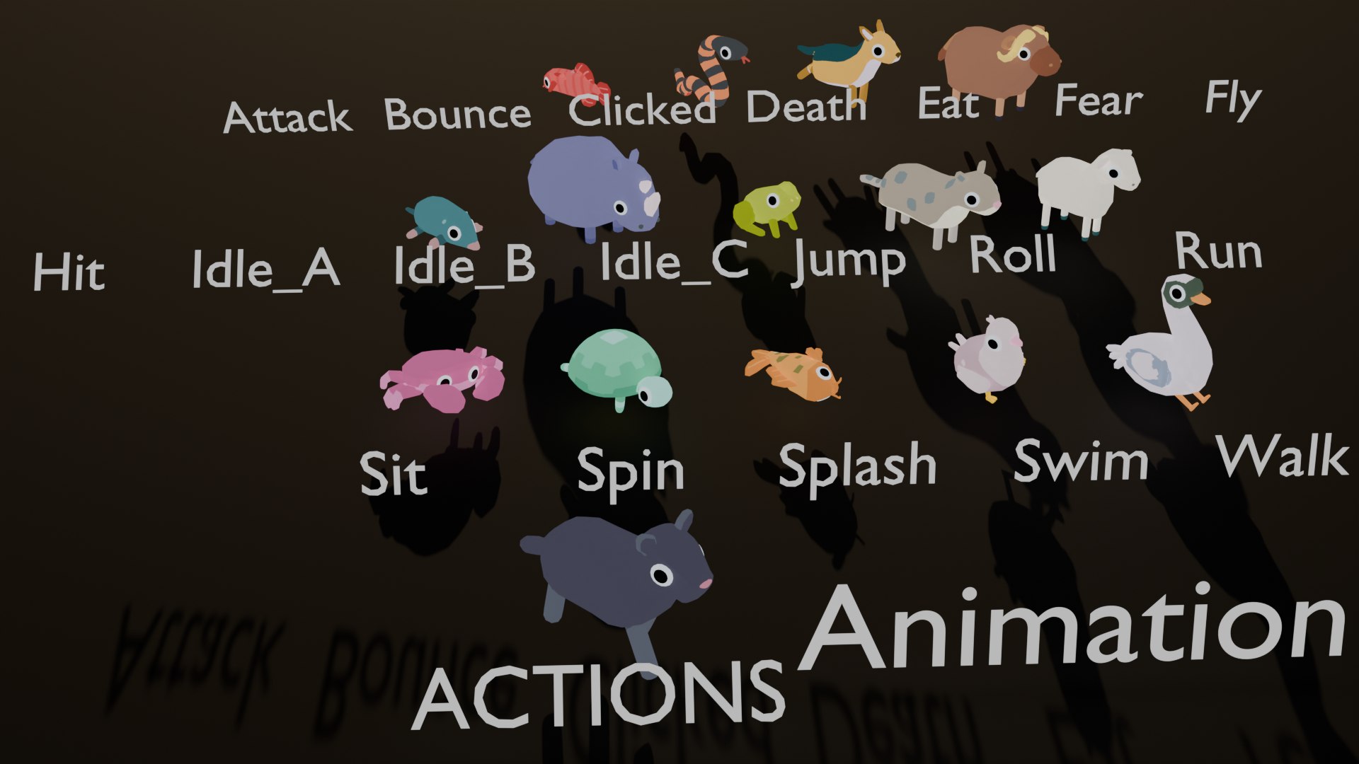 Animals ULTIMATE Pack With Animation VR AR Low-poly 3d Model 3D Model ...