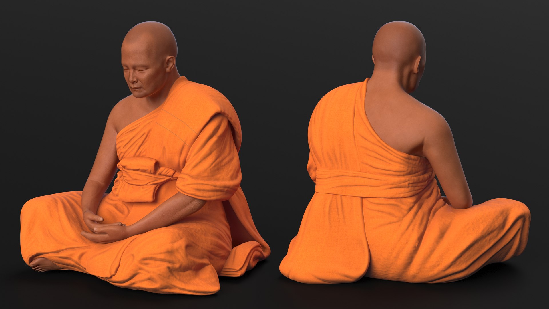 3D Model Buddhist Monk With Prayer Wheels Collection - TurboSquid 2063452