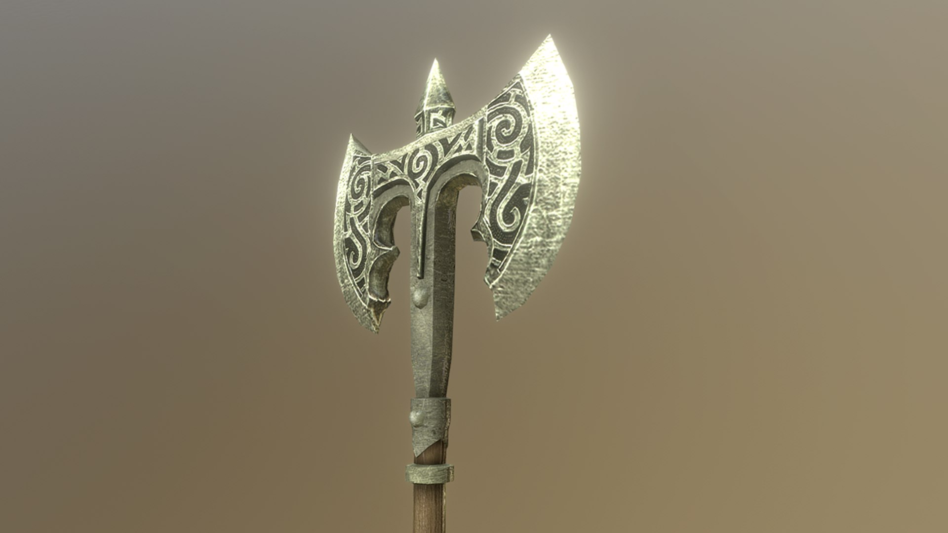 Free 3D Model Skyrim Steel Battleaxe - - TurboSquid 1293420