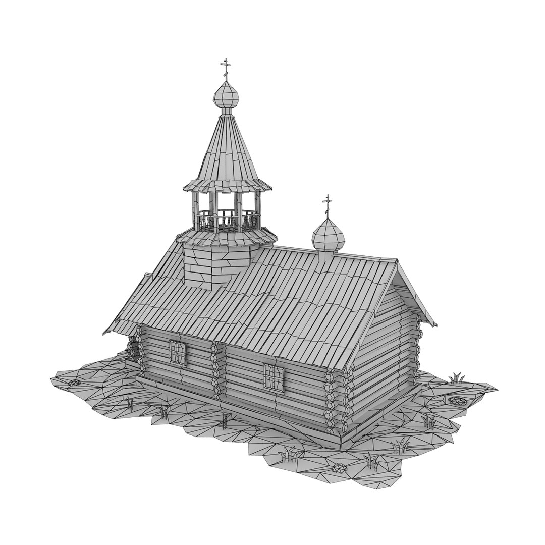 3d Wooden Church Cartoon