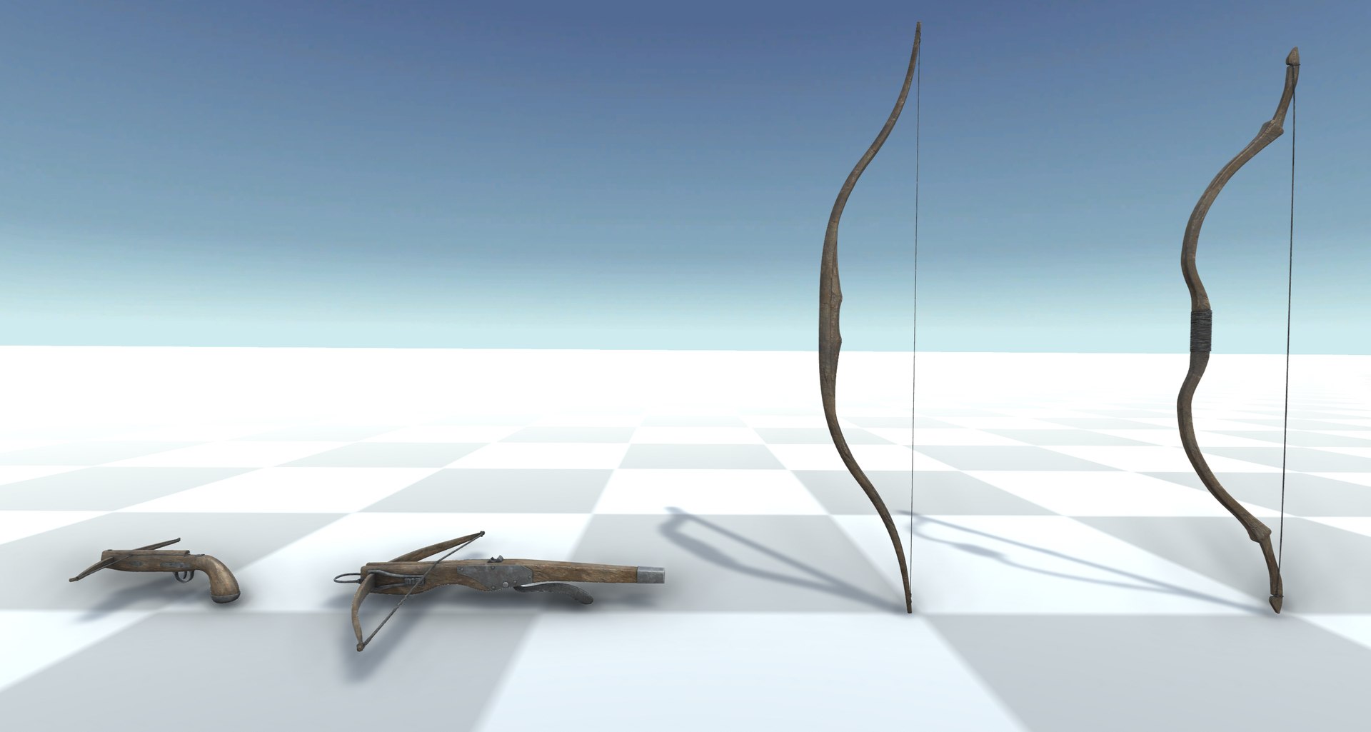Medieval Bow And Crossbow Set Model - TurboSquid 2157322