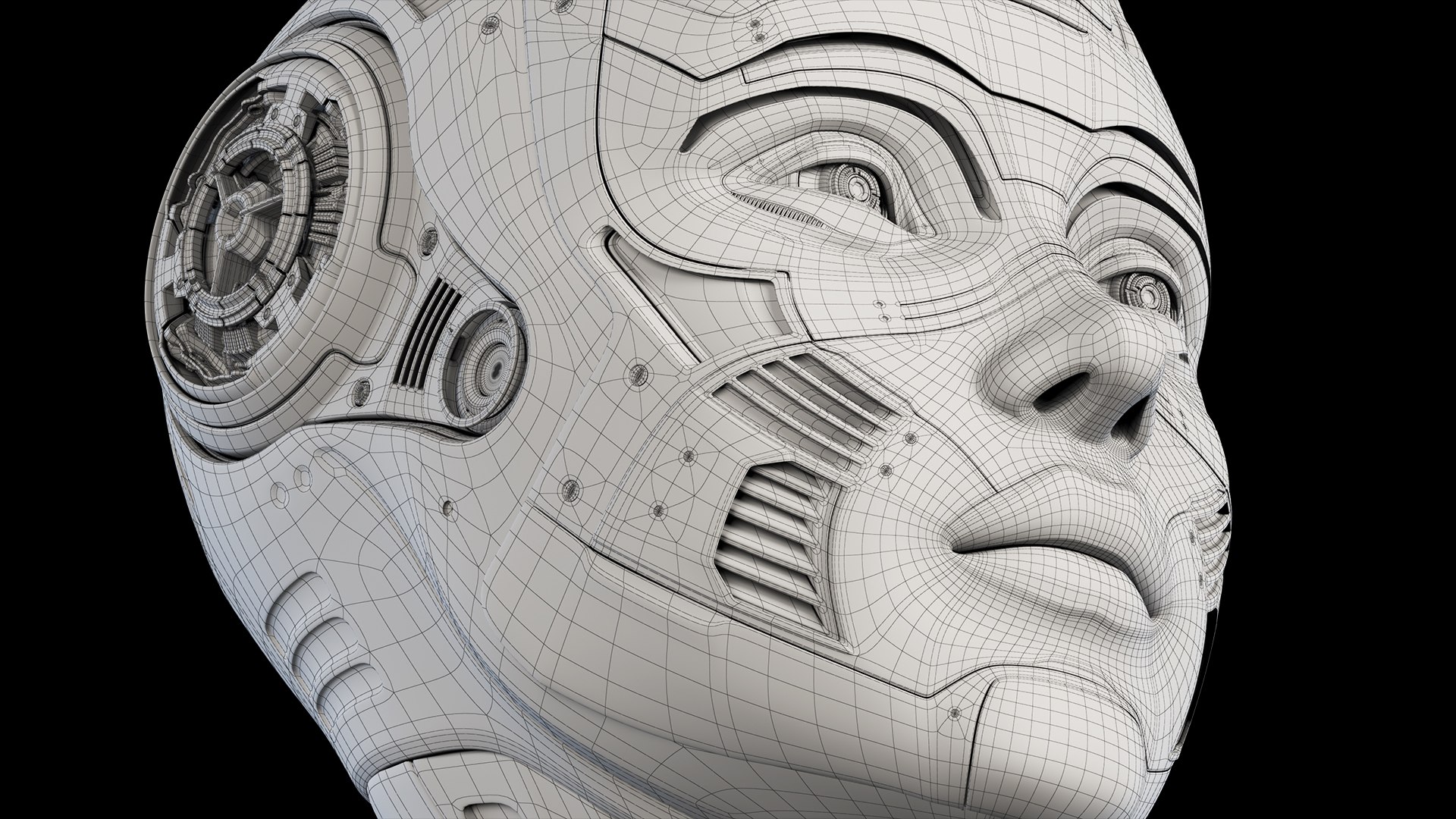 Female cyborg head 3D - TurboSquid 1737324