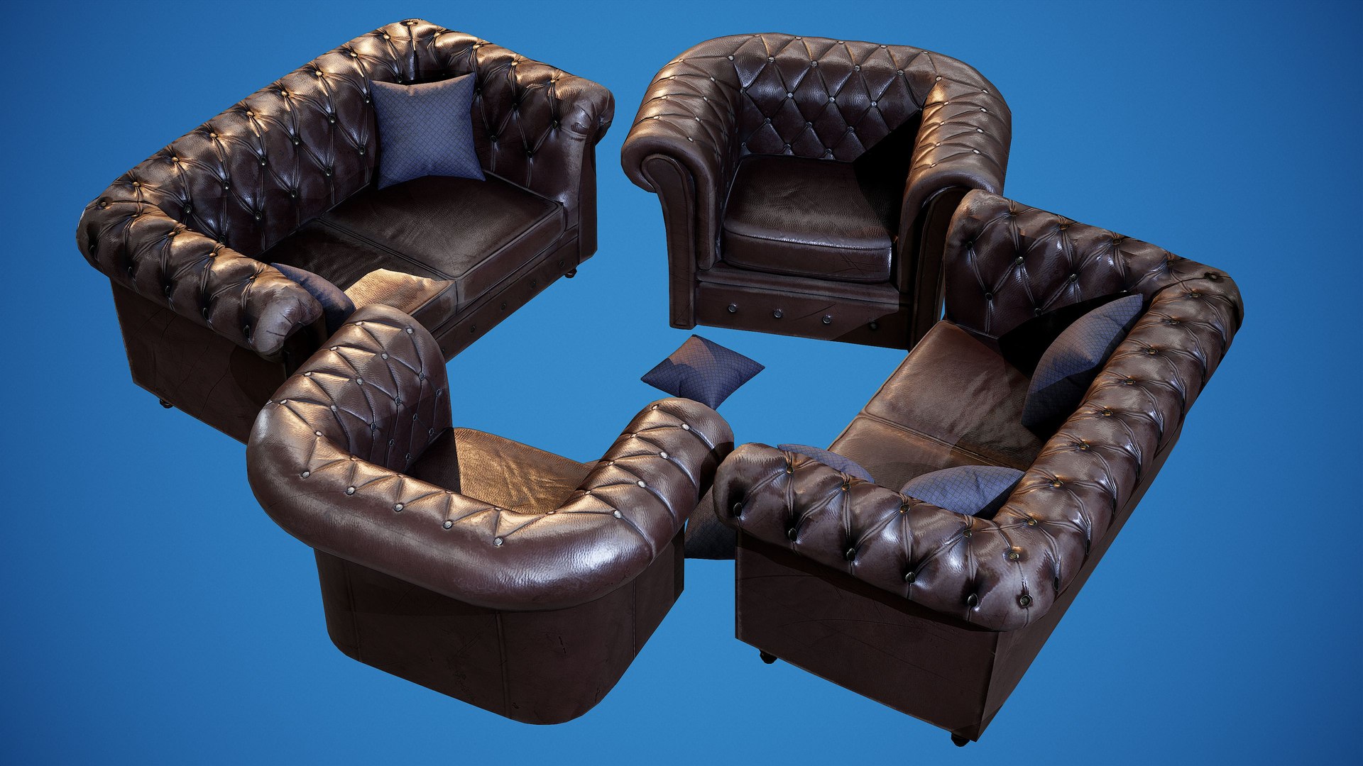 3D Chesterfields - PBR Game Ready Props - TurboSquid 2038853