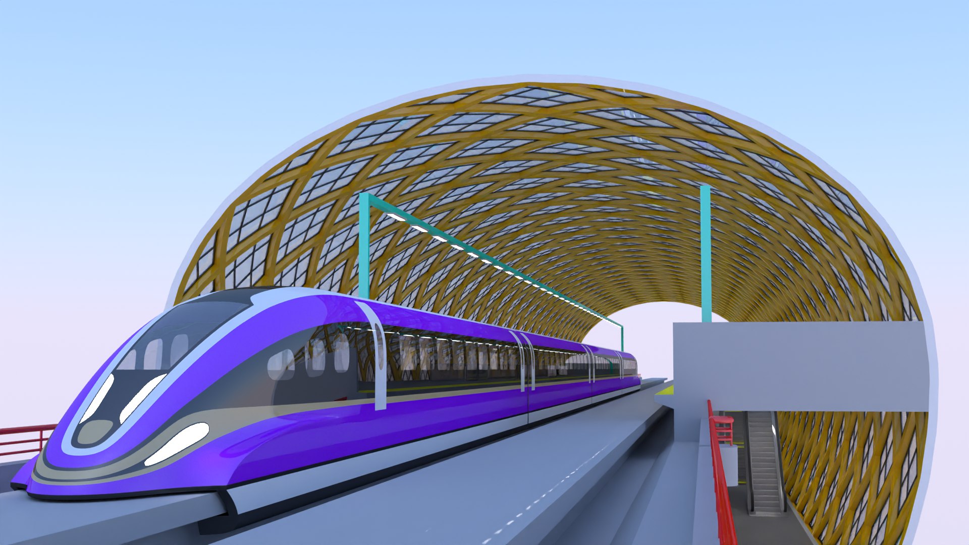 3D Model Elevated Maglev Station - TurboSquid 2395470
