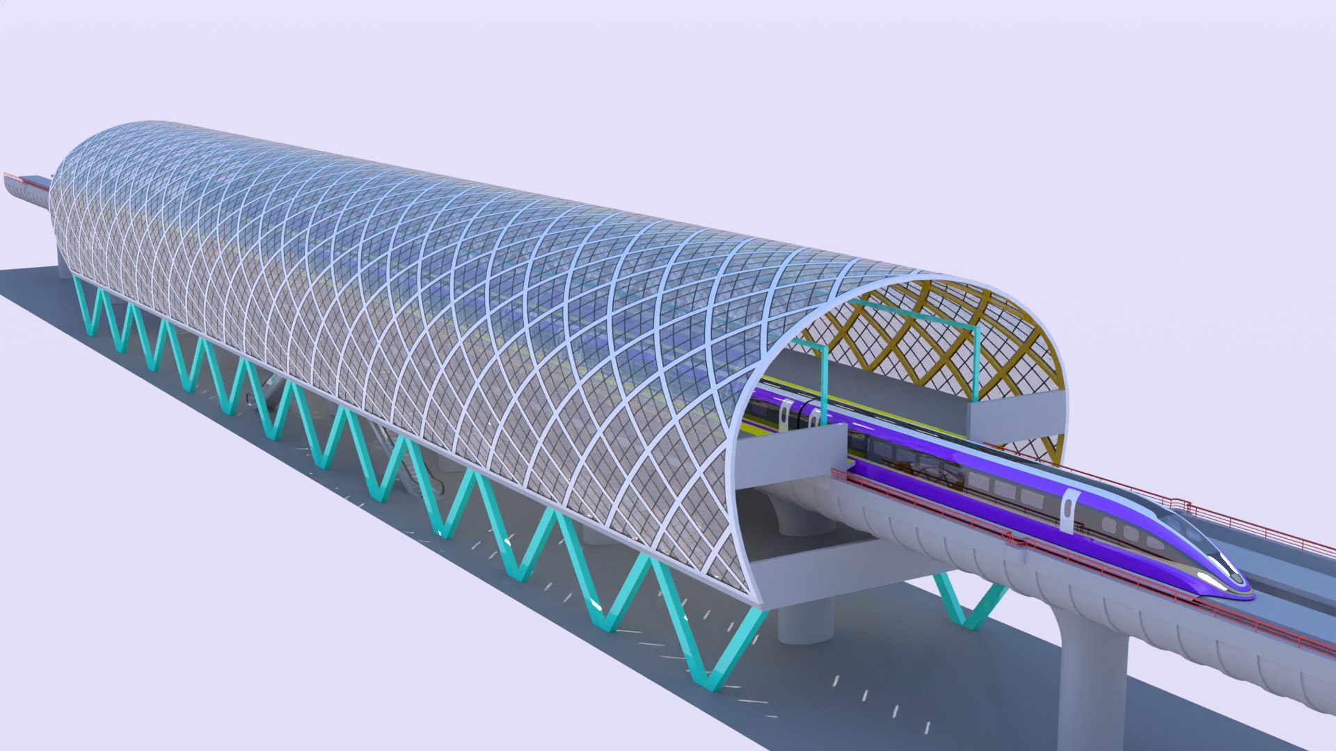 3D Model Elevated Maglev Station - TurboSquid 2395470