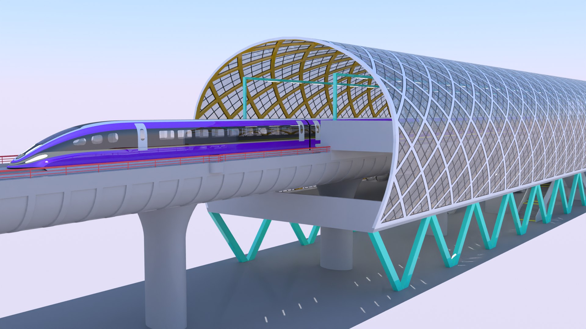 3D Model Elevated Maglev Station - TurboSquid 2395470