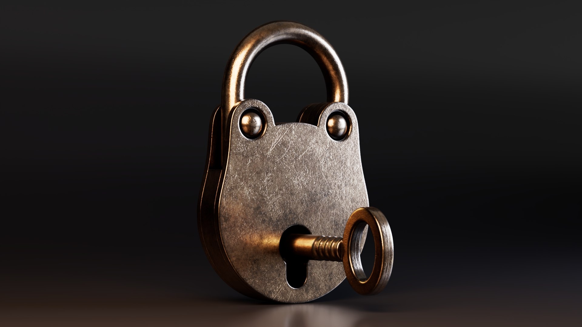 Vintage Padlock With Key 3D Model - TurboSquid 2398062