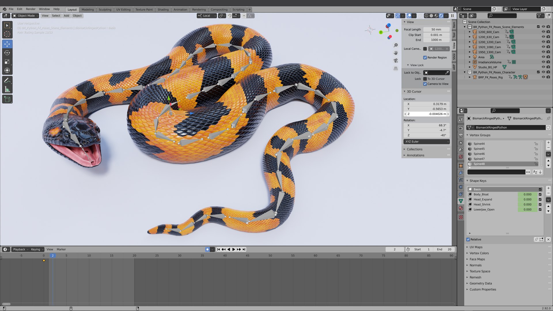 3D Rigged Bismarck Ringed Python - TurboSquid 1952236