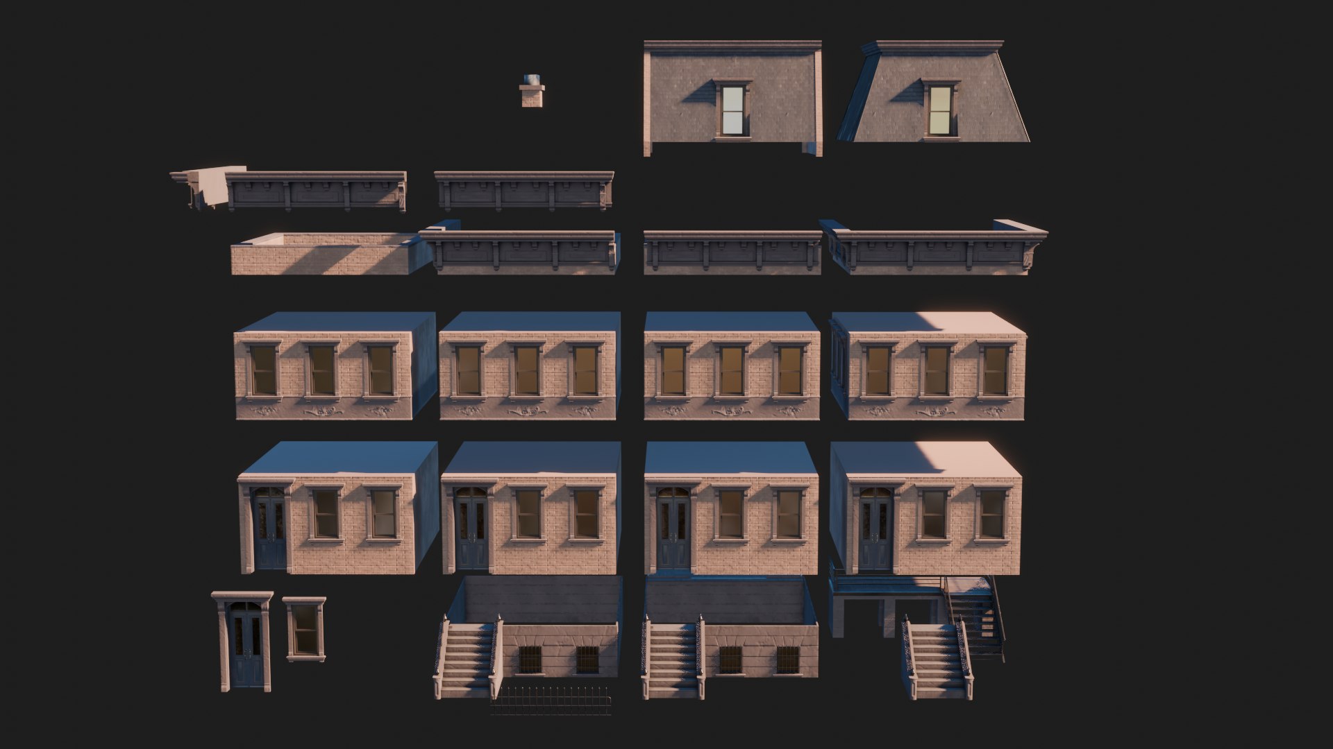 BrownStone Modular Building - Asset 3D Model - TurboSquid 2226970
