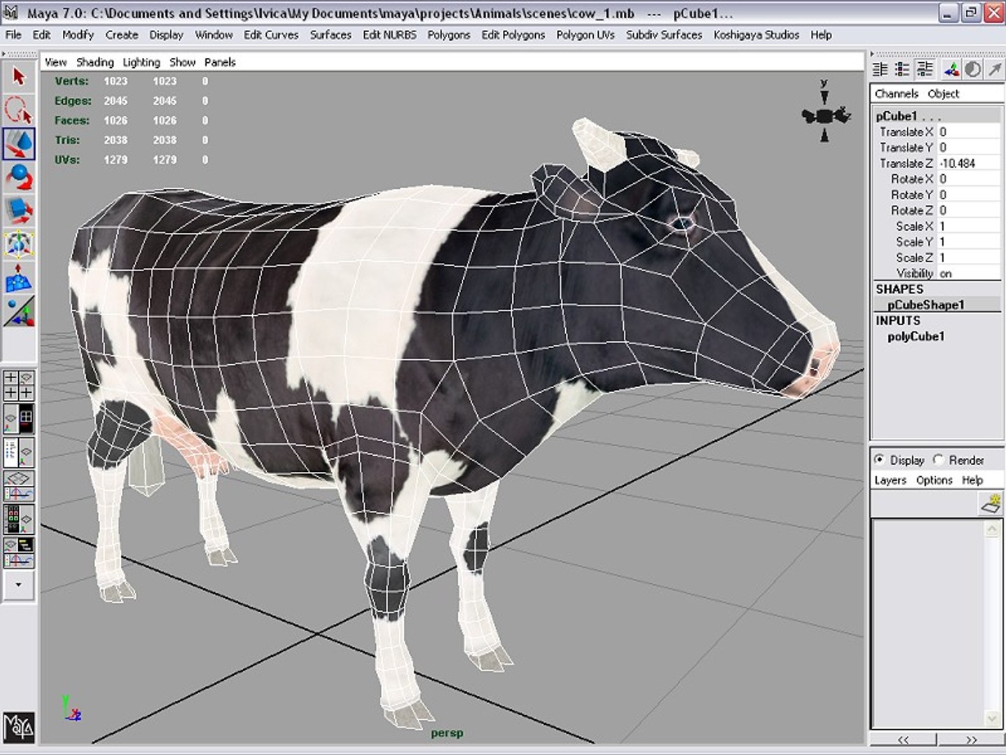 3d cow uv model
