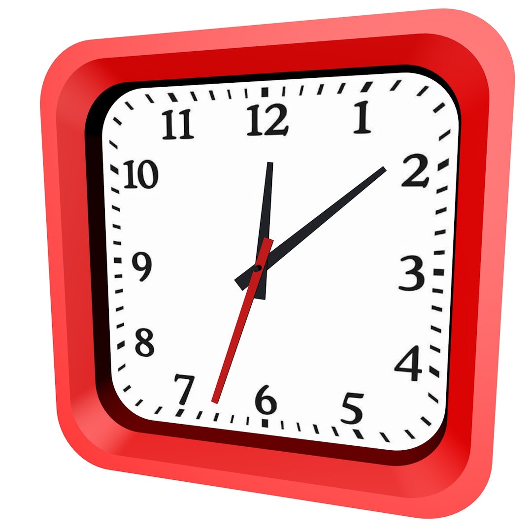 3D wall clock red - TurboSquid 1452250