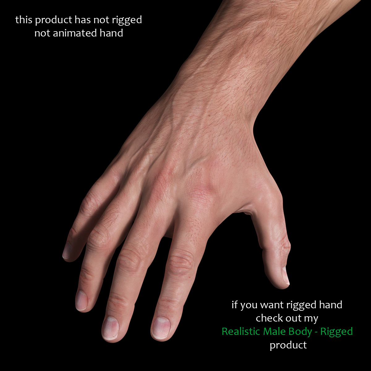 realistic male hand obj
