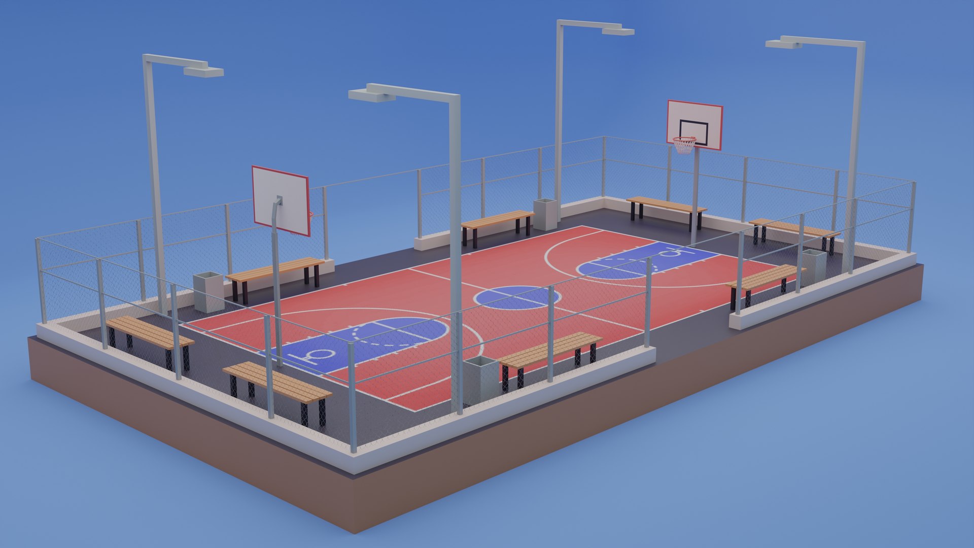 3D Public Street Basketball Court - TurboSquid 2064998