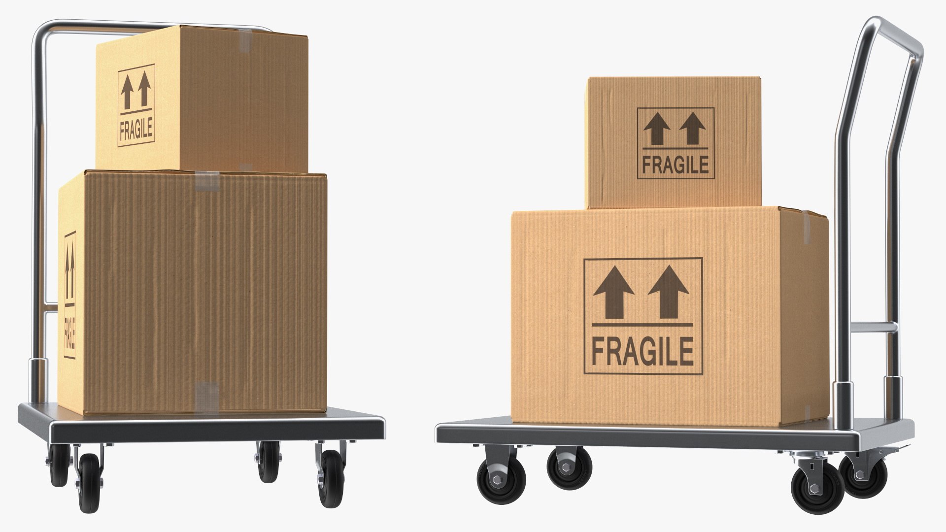 Trolley Low Platform With Cardboard Boxes Model - TurboSquid 1888650