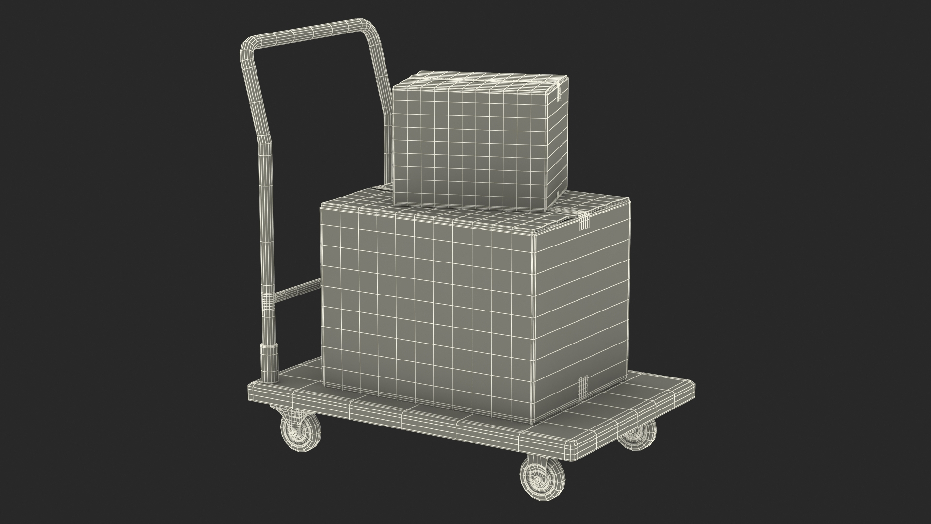 Trolley Low Platform With Cardboard Boxes Model - TurboSquid 1888650