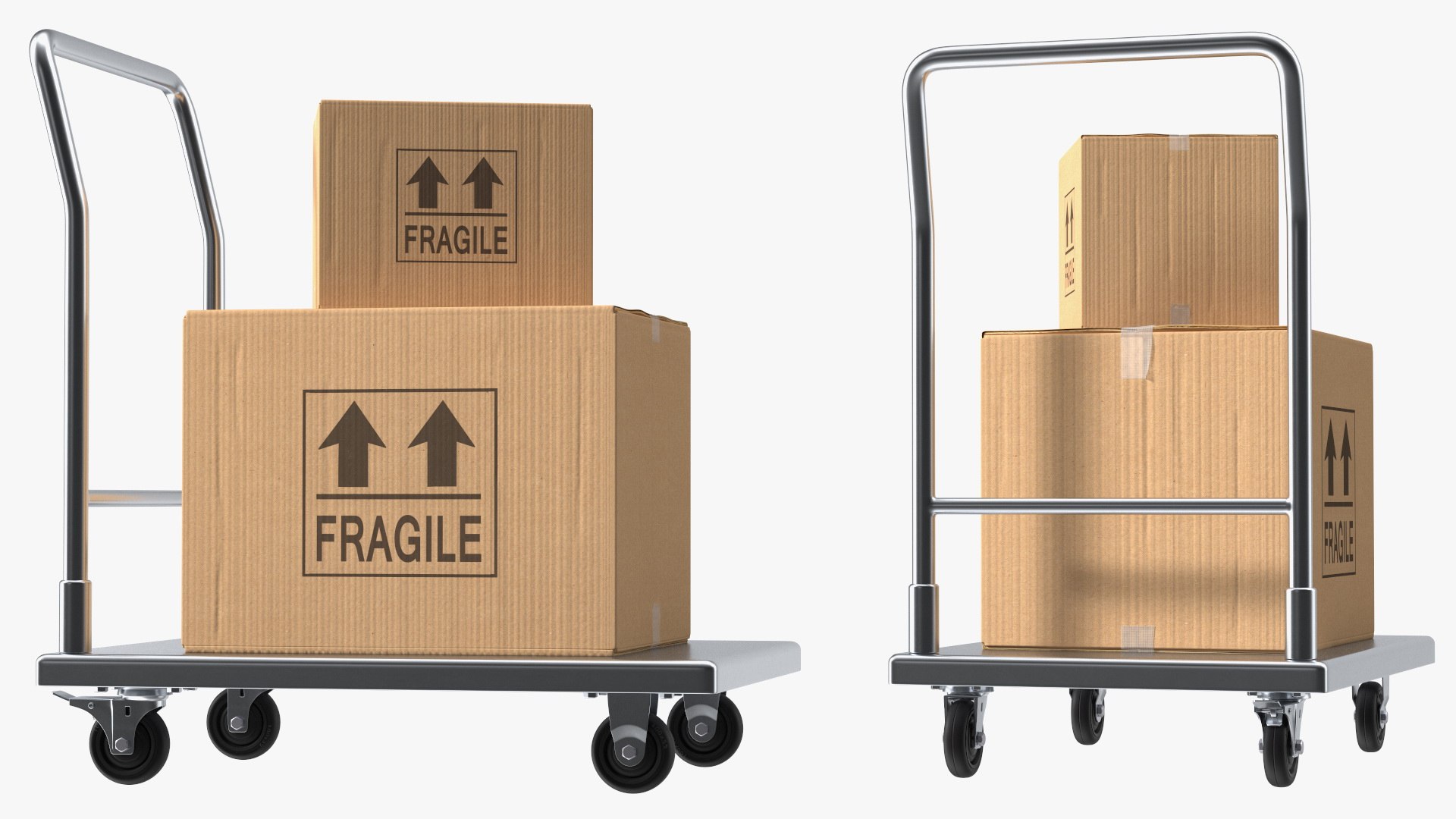 Trolley Low Platform With Cardboard Boxes Model - TurboSquid 1888650