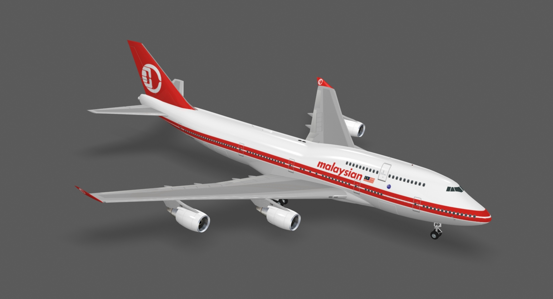 Boeing 747-400 Malaysia Airlines 3d Max