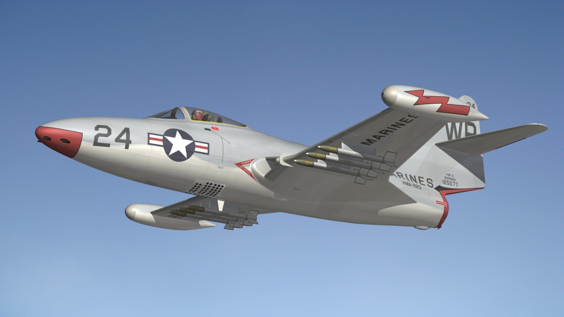 Grumman F9F Panther VMA223 3D - TurboSquid 2030027