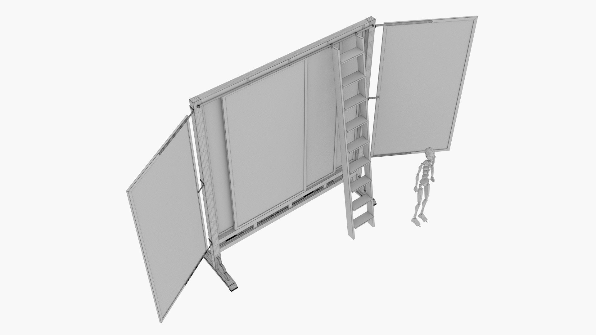 3D Old Giant Wood Blackboard - TurboSquid 2038743