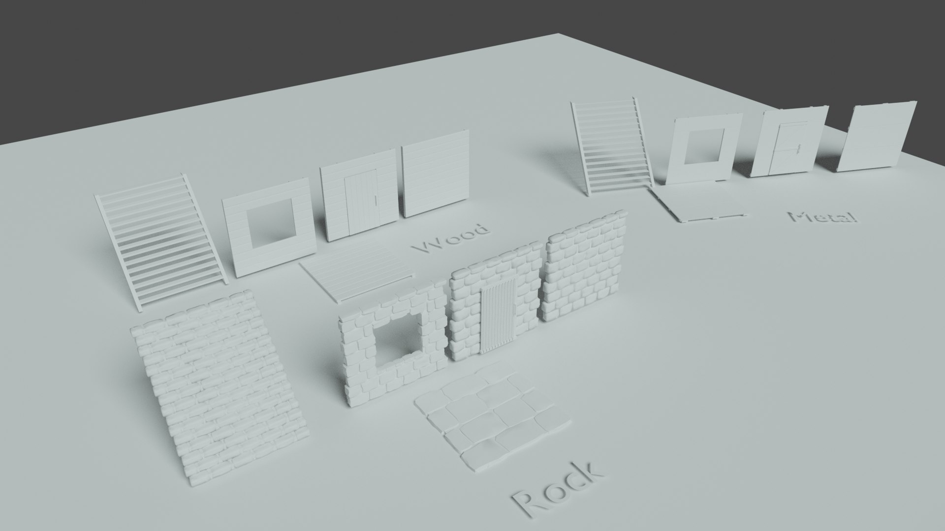 Pack Of Structures Rock Metal Wood Low-poly 3D Model 3D Model ...
