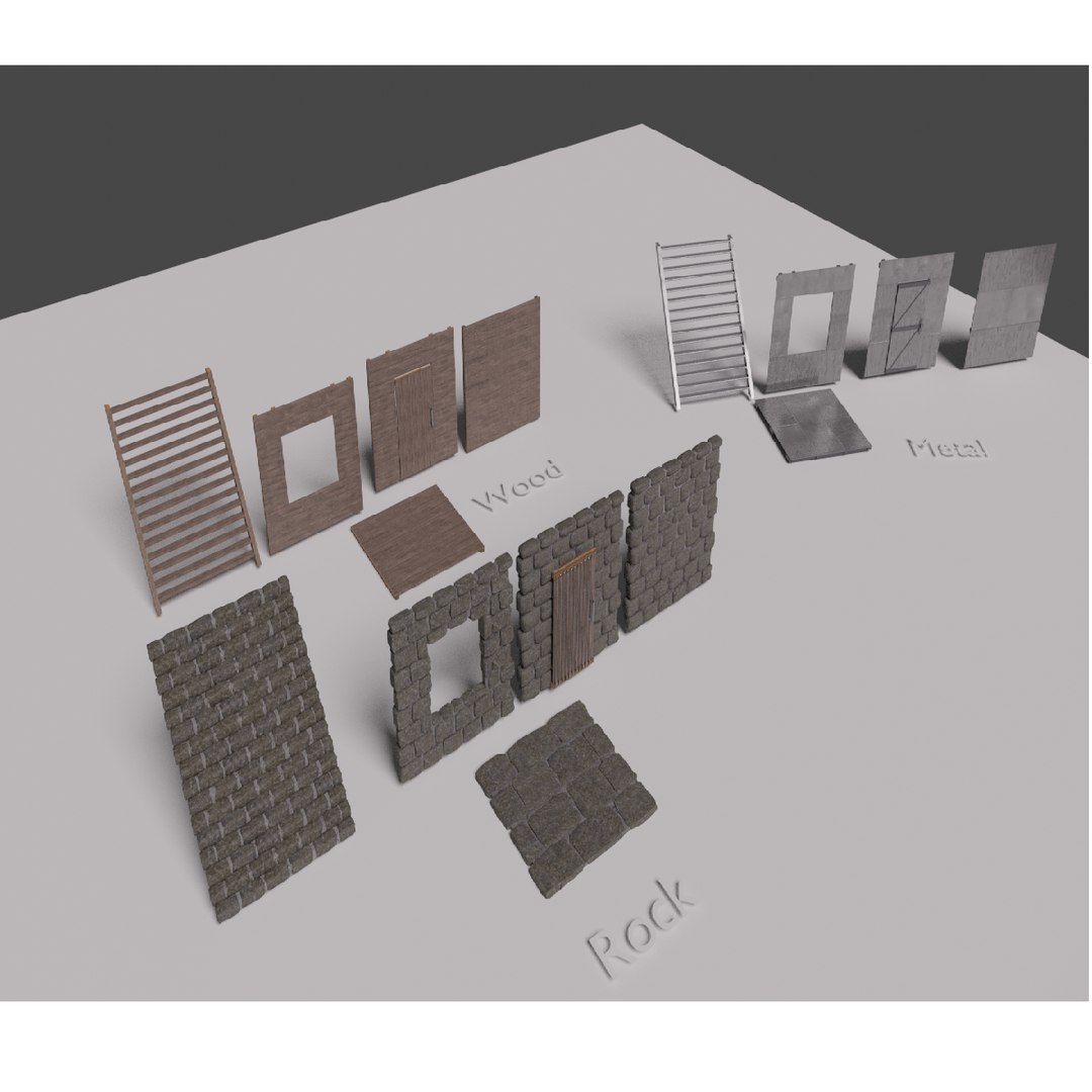 Pack Of Structures Rock Metal Wood Low-poly 3D Model 3D Model ...