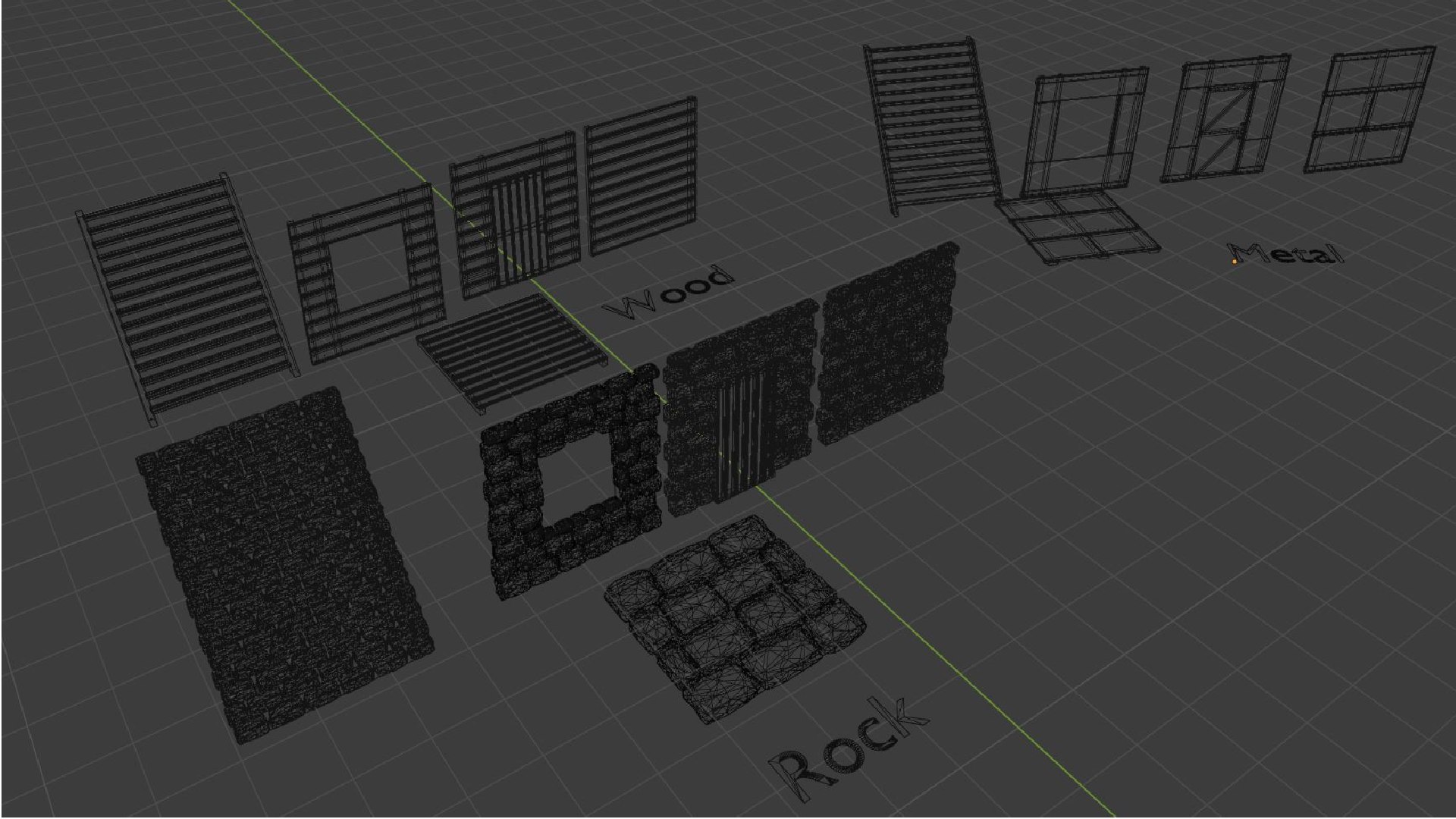 Pack Of Structures Rock Metal Wood Low-poly 3D Model 3D Model ...