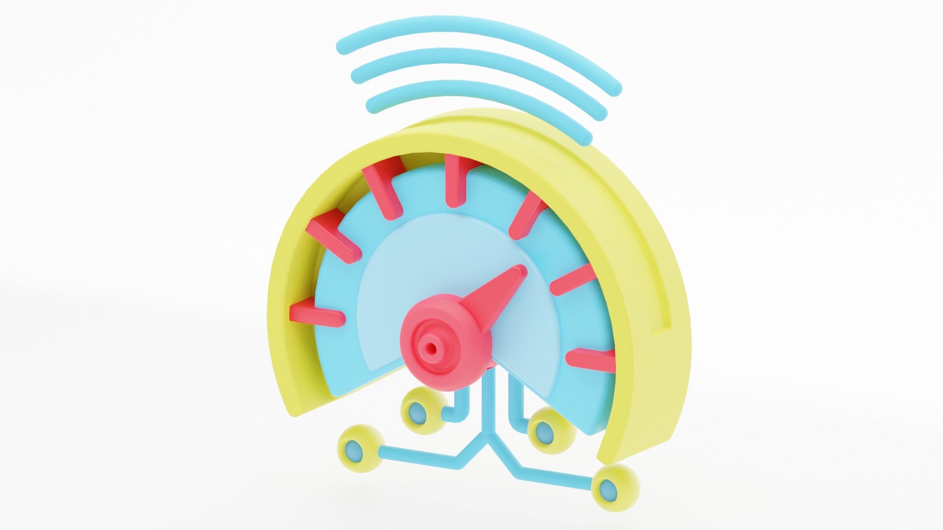 3D Internet Speed Test Icon On Computer Network Represented By ...