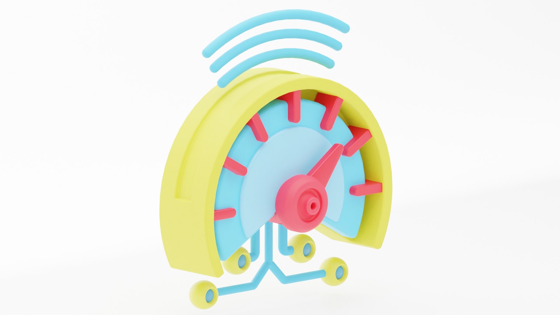 3D Internet Speed Test Icon On Computer Network Represented By ...