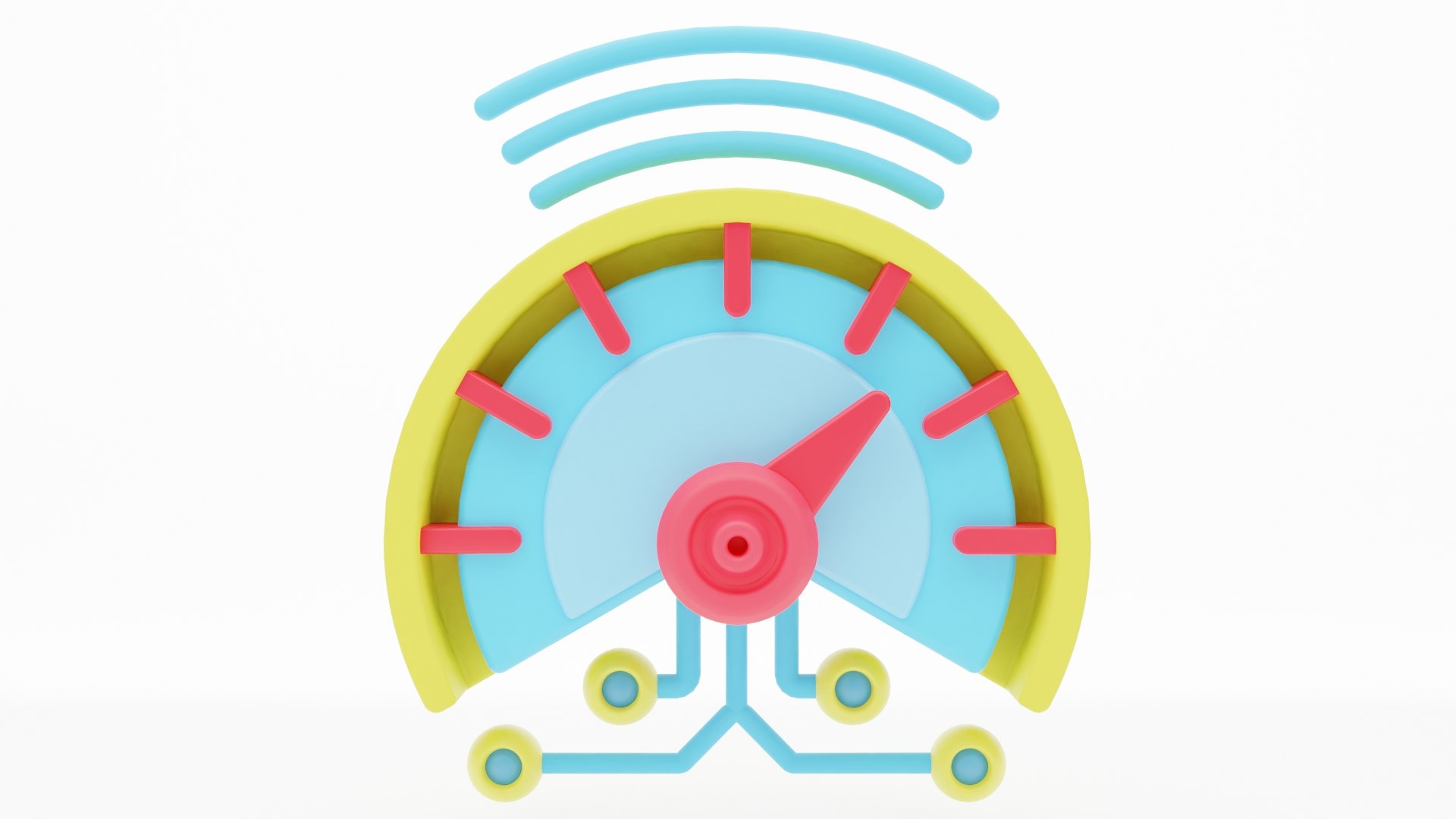 3D Internet Speed Test Icon On Computer Network Represented By ...