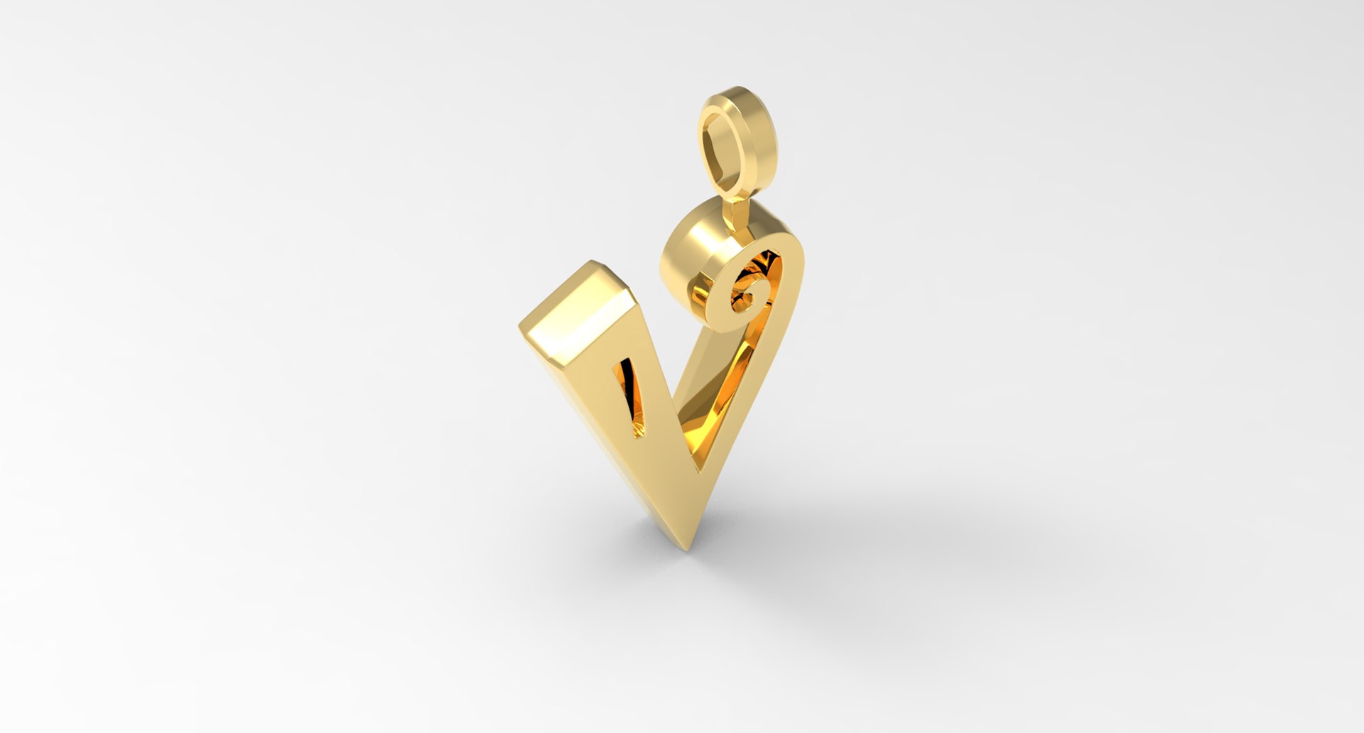 3D V Letter Pendant Gold - TurboSquid 1902995