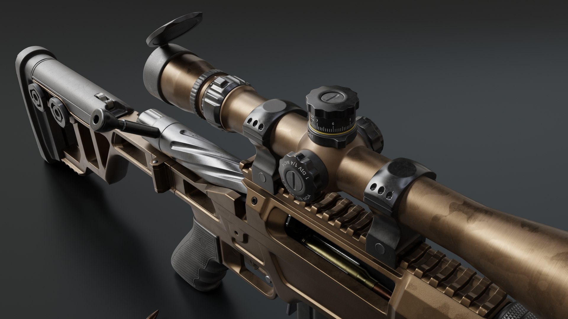 3D Sniper Rifle Lobaev Tsvl8 Stalingrad Bronze Model - TurboSquid 2117740