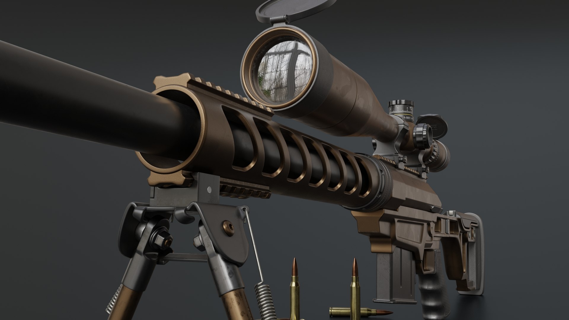 3D Sniper Rifle Lobaev Tsvl8 Stalingrad Bronze Model - TurboSquid 2117740