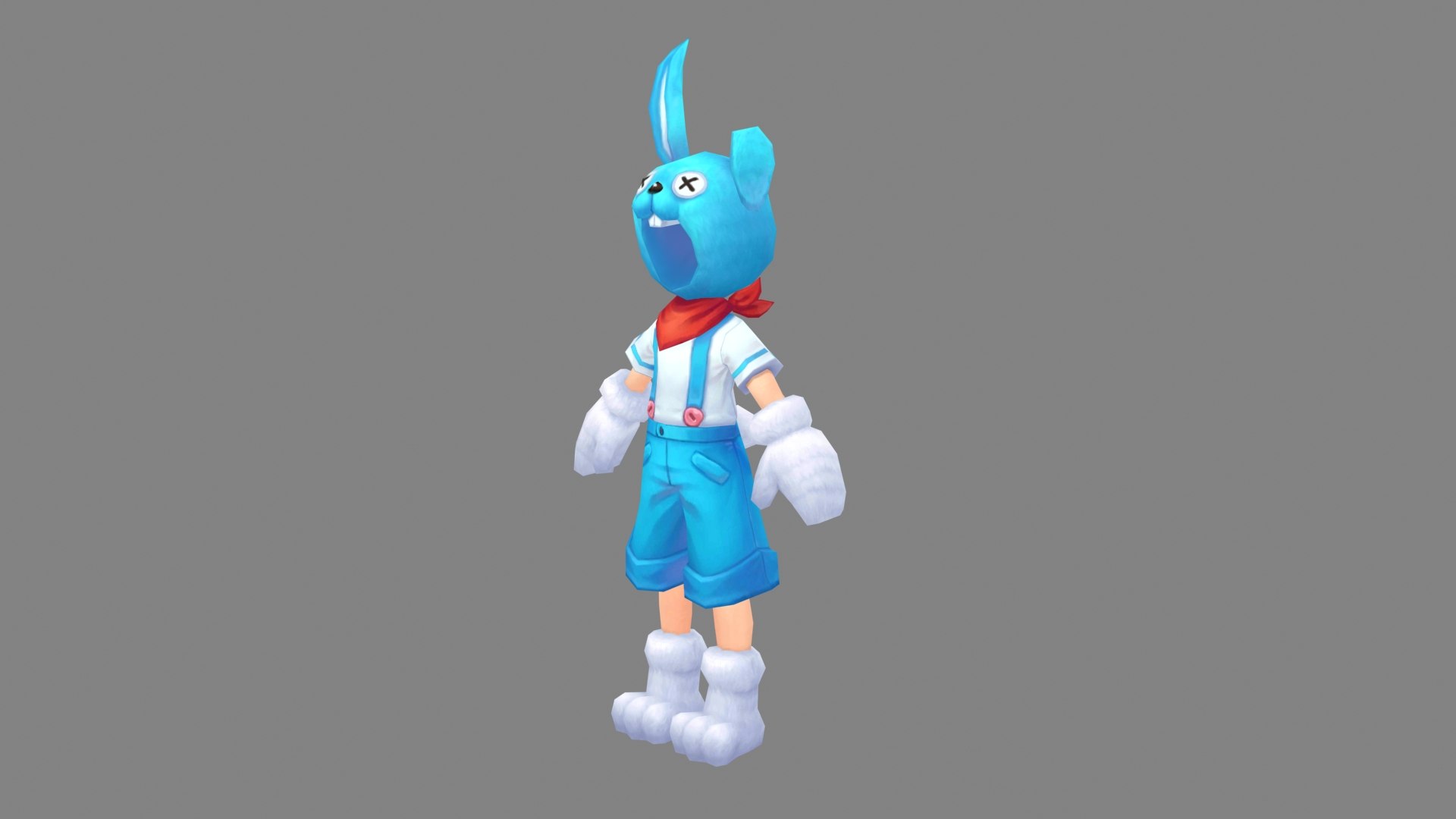 3D model Cartoon Blue Rabbit costume - boy - TurboSquid 2108242