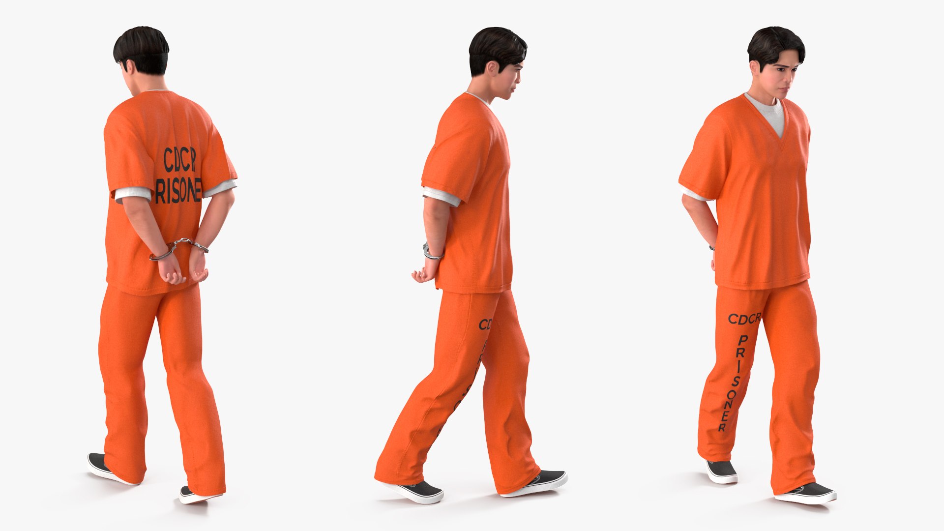 Asian Male Prisoner In Handcuffs Model - TurboSquid 2363071