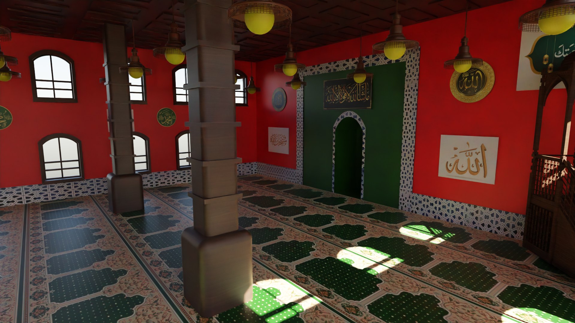 Mosque Interior 3D Model - TurboSquid 2160997
