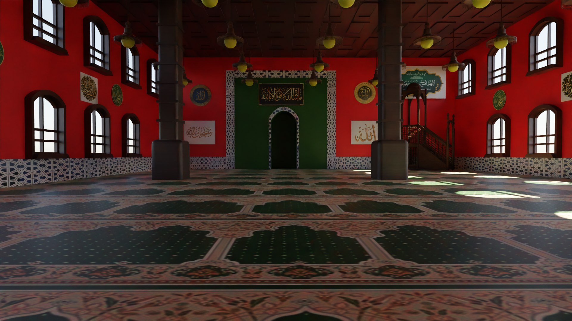 Mosque Interior 3D Model - TurboSquid 2160997