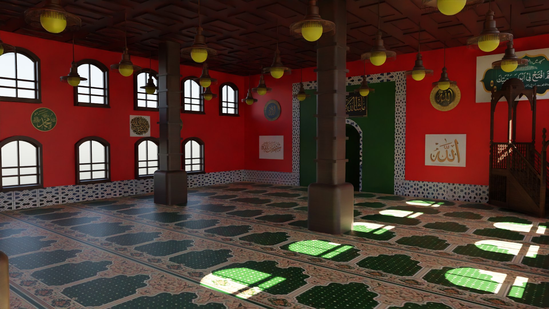 Mosque Interior 3D Model - TurboSquid 2160997