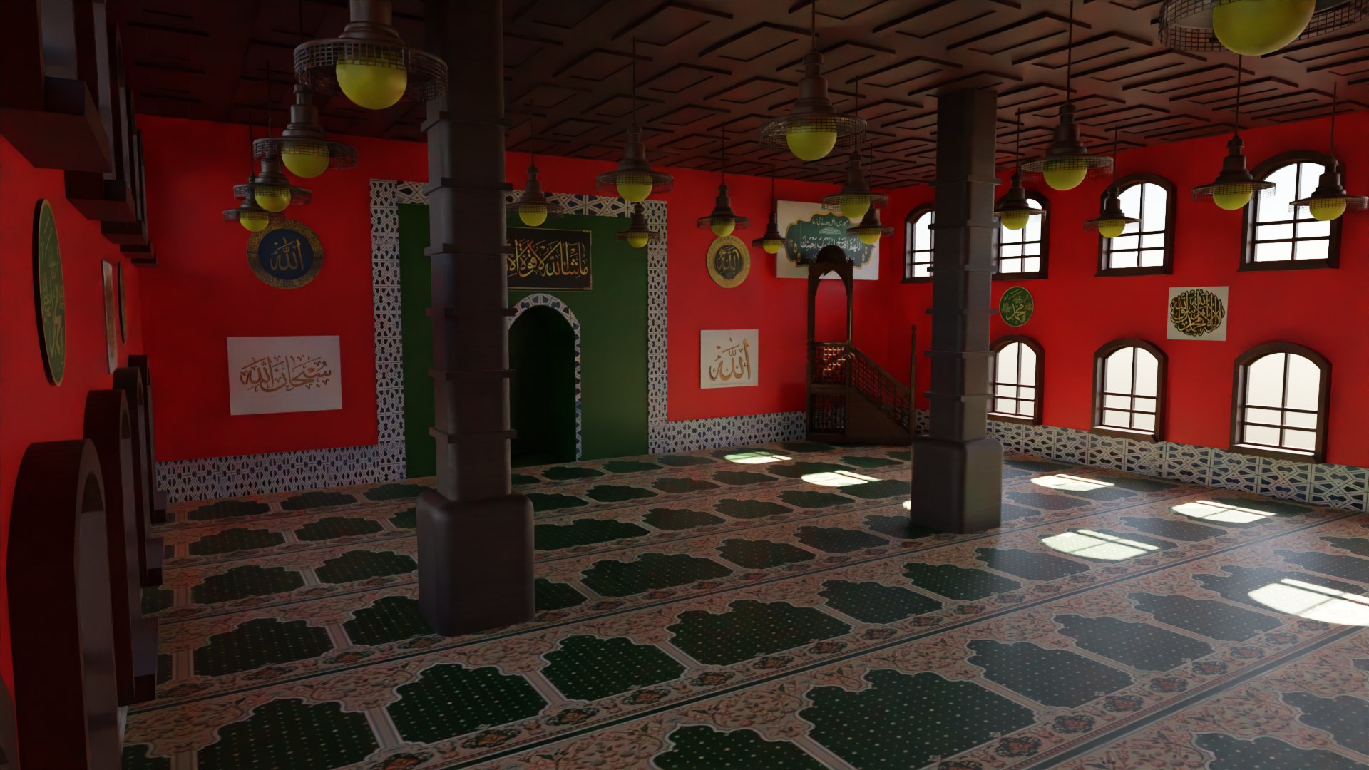 Mosque Interior 3D Model - TurboSquid 2160997