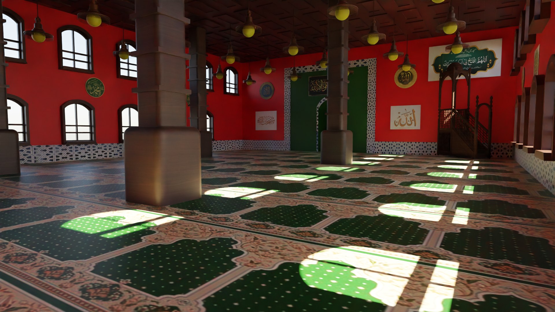 Mosque Interior 3D Model - TurboSquid 2160997