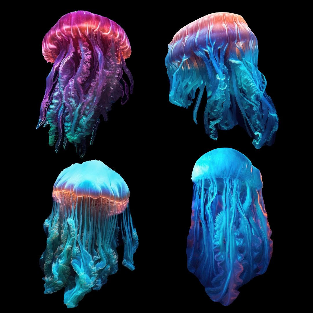 3D Model Jellyfish Pack 4 - TurboSquid 2165313